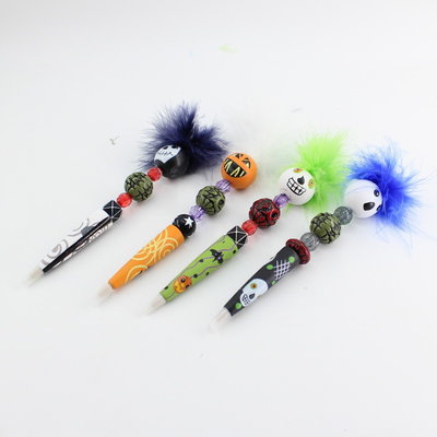 China Halloween Theme feathers ghost ball point pen gift crafts pumpkin grimace skull design supplier