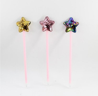 China Novelty plastic ballpen star decor with glitter surface two sides for boutique school suppliers supplier