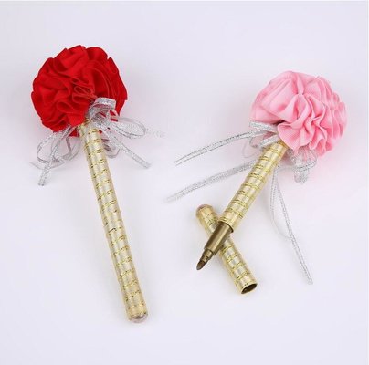 China Wedding Creative Signature pen flower design with Ribbon pendants Wedding Gift Pen promotion gift supplier