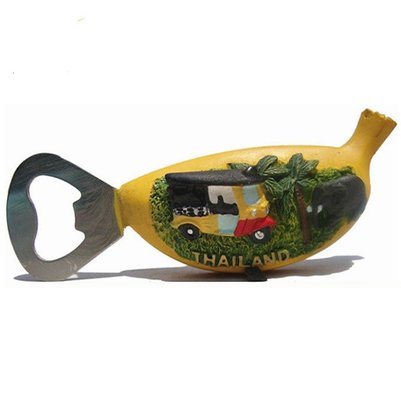 China Resin bottle opener banana shape fridge magnet souvenir supplier