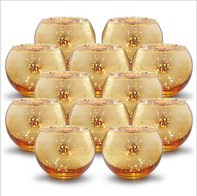 China Speckled gold Round Mercury Glass Votive Candle Holders supplier