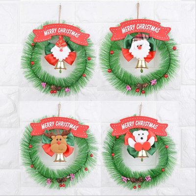 China Christmas Wreath Garland Santa Clause Snowman Door wall Hanging Ornament for Home Decoration supplier