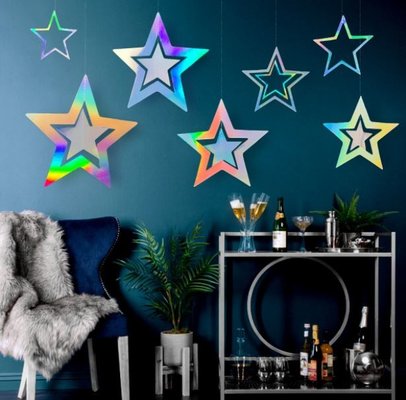 China Rainbow Color Star Pattern Paper Hanging Decoration supplier