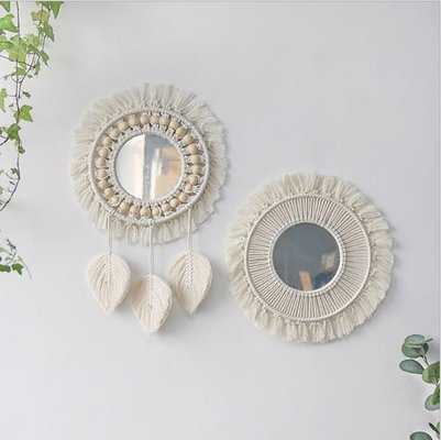 China Bohemian Woven Leaf Feather Mirror Dream Catcher supplier