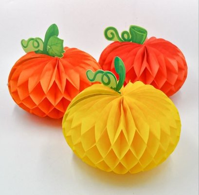 China Colors Pumpkin Paper Honeycomb Halloween Decorations supplier